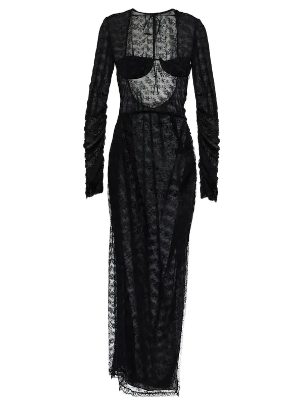 Alessandra Rich Lace Maxi Dress - Black