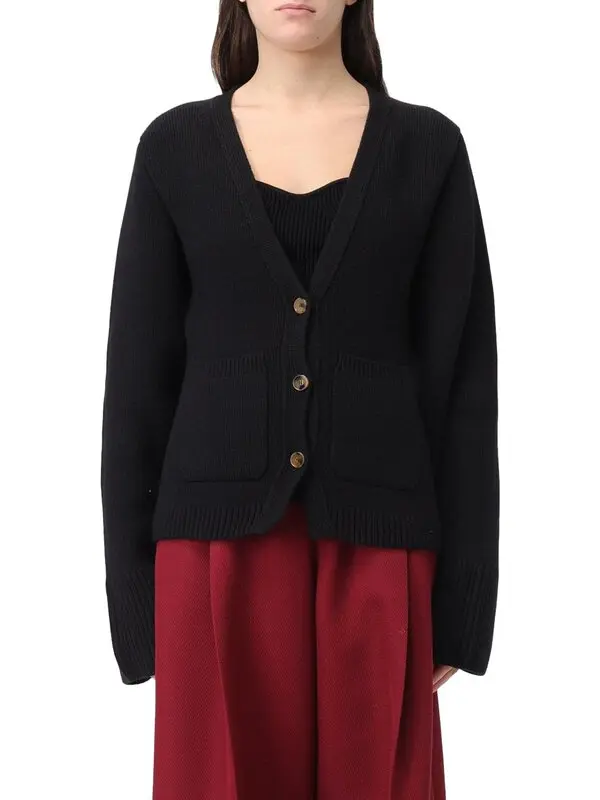 Khaite Ribbed V-neck Cardigan With Pockets - Black