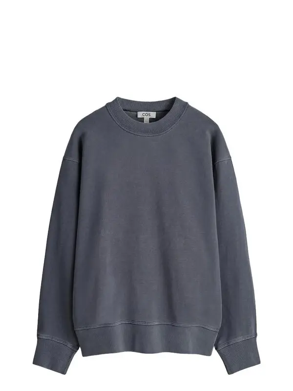 Cos Relaxed Washed-cotton Sweatshirt - Navy
