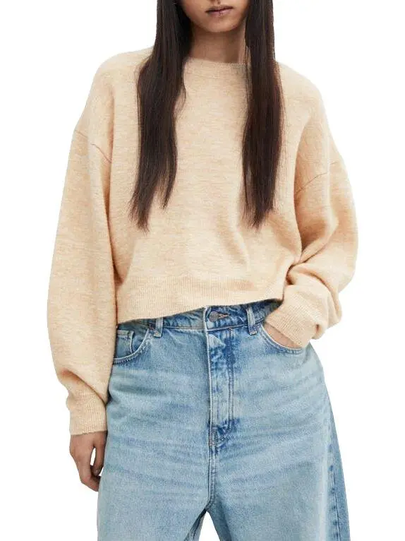 Mango Crewneck Drop Shoulder Sweater - Beige