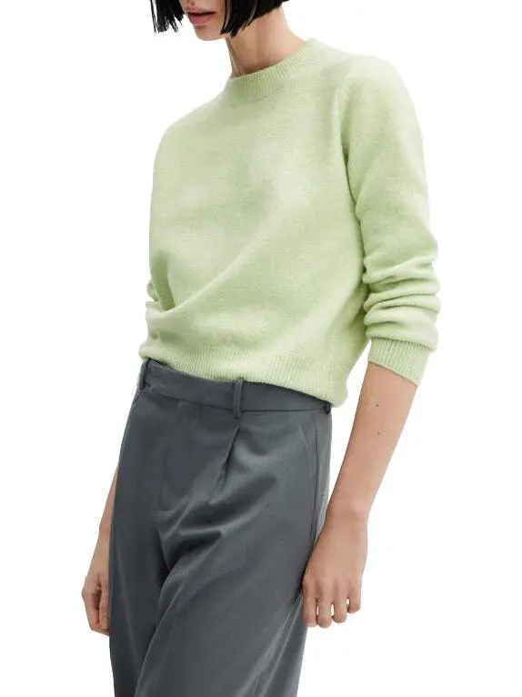 Mango Funnel Neck Relaxed Sweater - Pastel Green