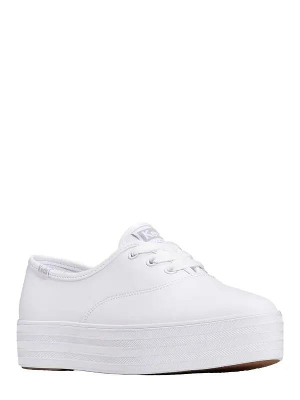 Keds® Point Leather Sneaker - White Leather