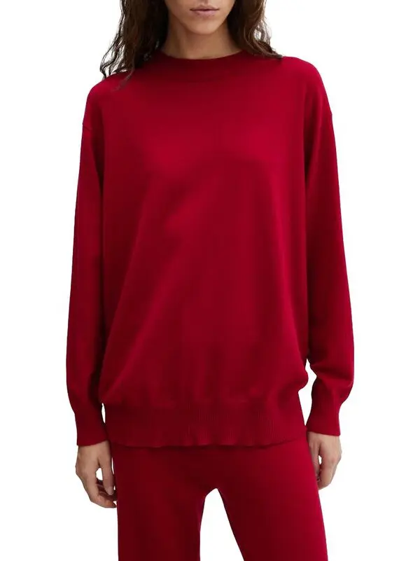 Mango Oversize Mock Neck Sweater - Red