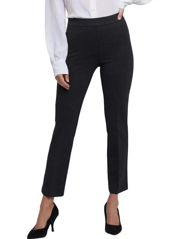 NYDJ Pull-on Ankle Straight Leg Trousers - Charcoal Heather