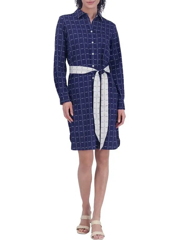 Foxcroft Rocca Dot Print Shirtdress - Navy