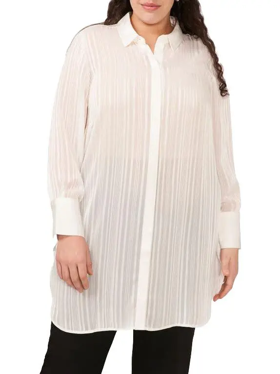 Halogen Stripe Button-up Tunic Top - New Ivory
