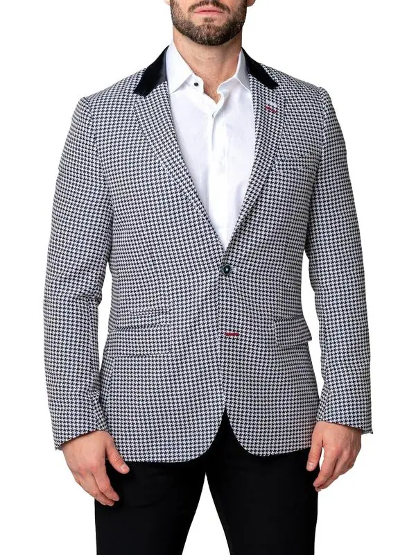 MACEOO Socrate Evo Glitz Houndstooth Sport Coat - Blue