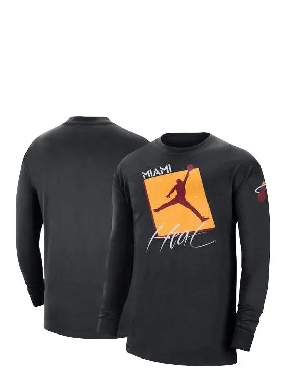 JORDAN BRAND Miami Heat Courtside Max 90 Vintage Wash Statement Edition Long Sleeve T-shirt - Black