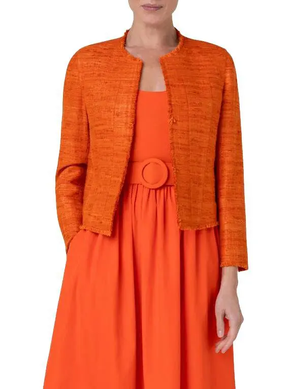 Akris Silk Tweed Cropped Jacket - Orange