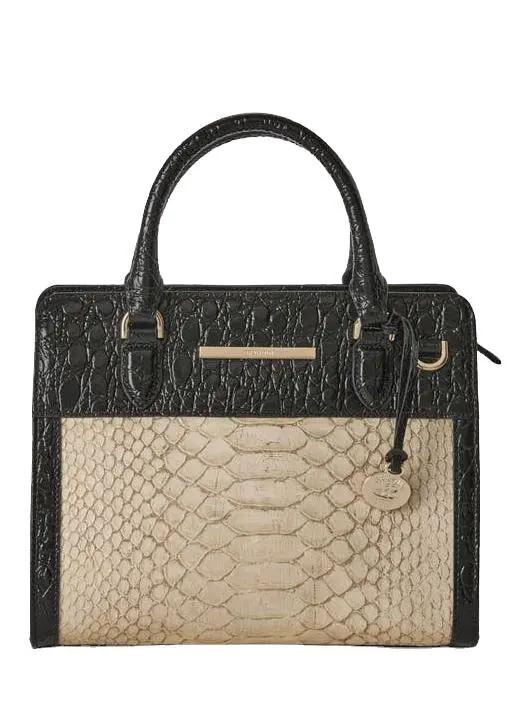 Brahmin Cami Croc Embossed Satchel - Black