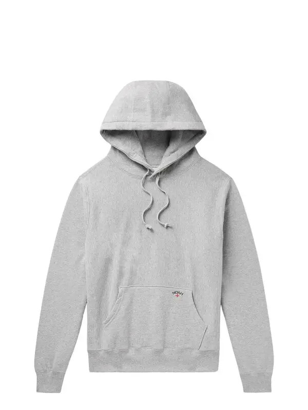 NOAH Logo-embroidered Cotton-jersey Hoodie - Gray