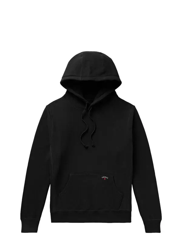 NOAH Embroidered Cotton-jersey Hoodie - Black