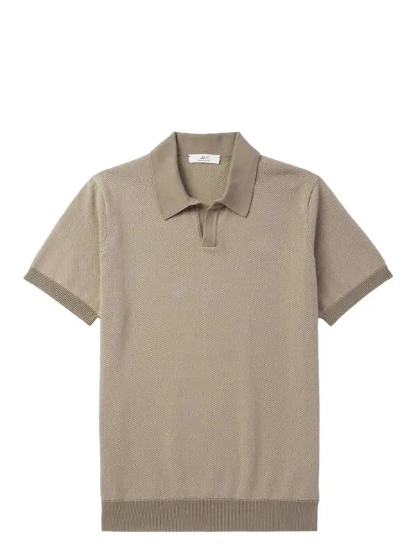 Mr P. Honeycomb-knit Cotton Polo Shirt - Neutrals