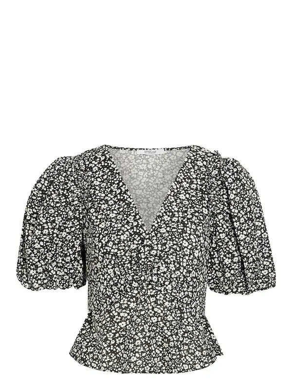 Derek Lam 10 Crosby Salma Floral-print Linen-blend Top - Black