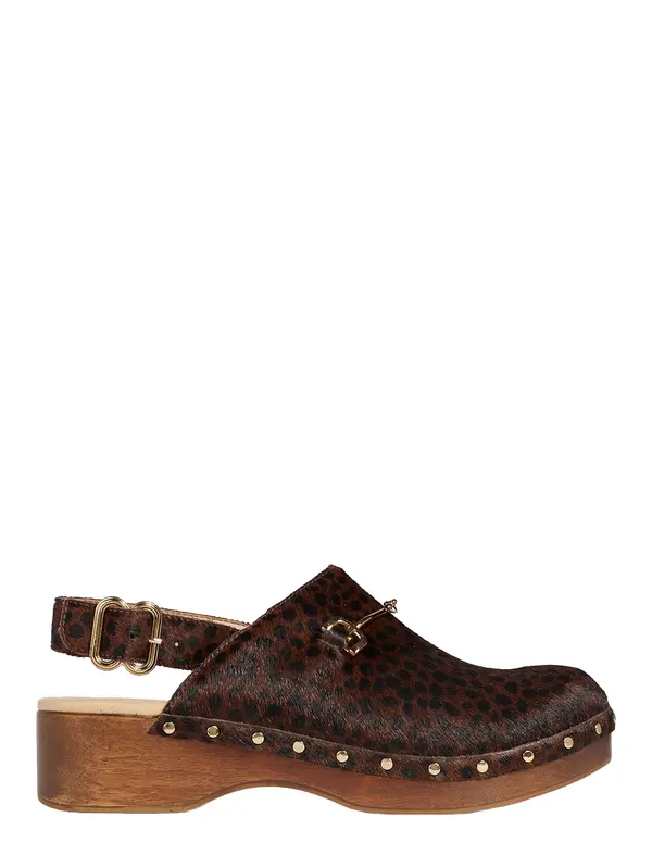 Sam Edelman Hilda Leopard-print Calf Hair Clogs - Dark Brown
