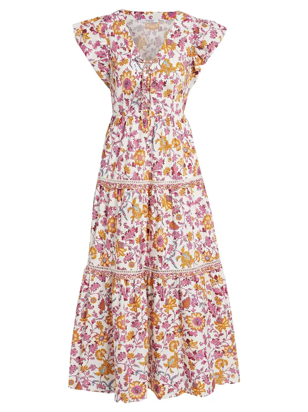 Derek Lam 10 Crosby Beatrice Printed Midi Dress - Marigold