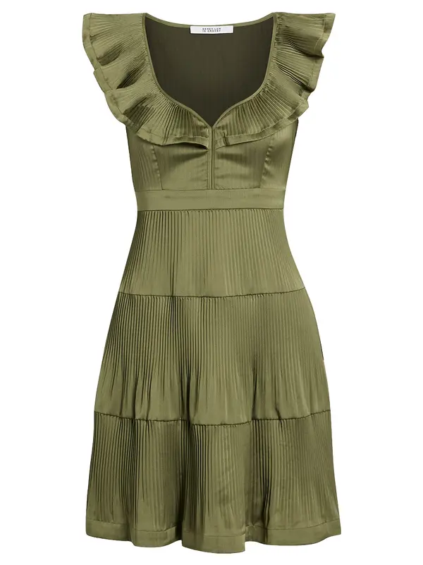 Derek Lam 10 Crosby Persis Ruffled Pleated Dress - Army Green
