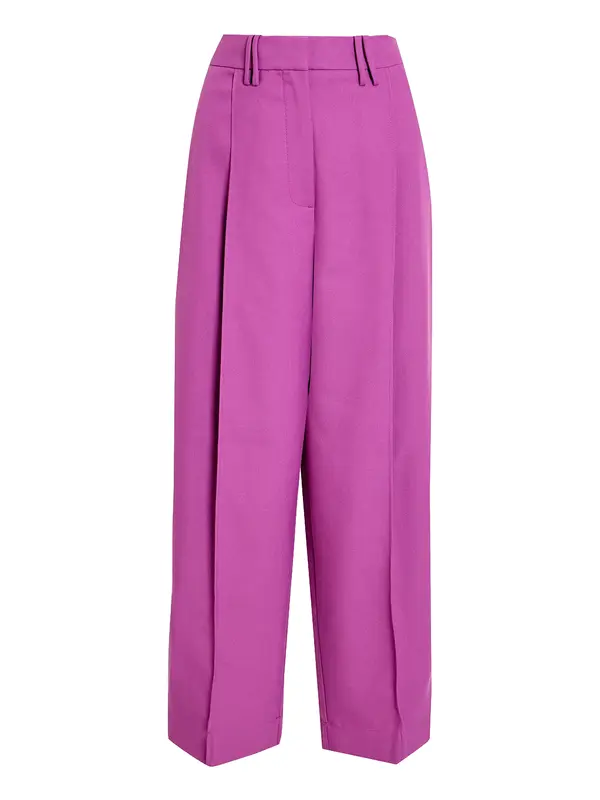GANNI Woven Tapered Trousers - Magenta