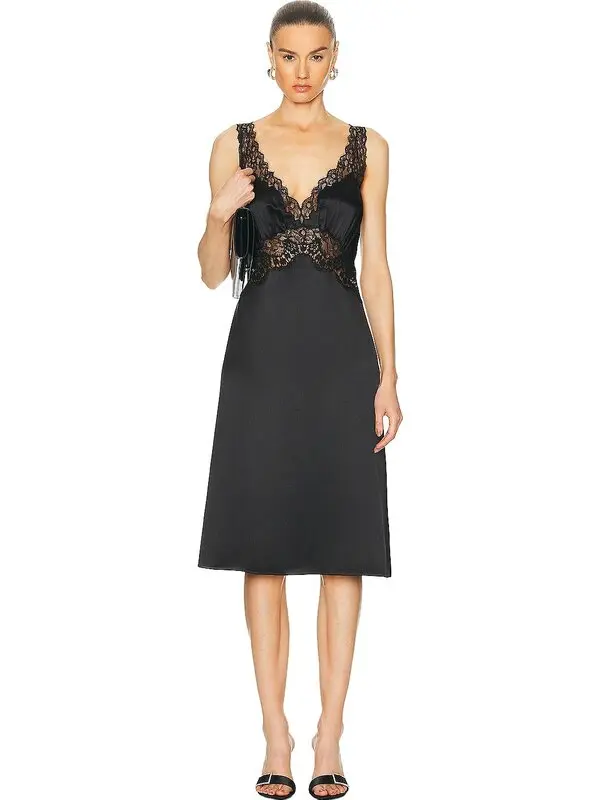 Saint Laurent Satin Lace Dress - Noir