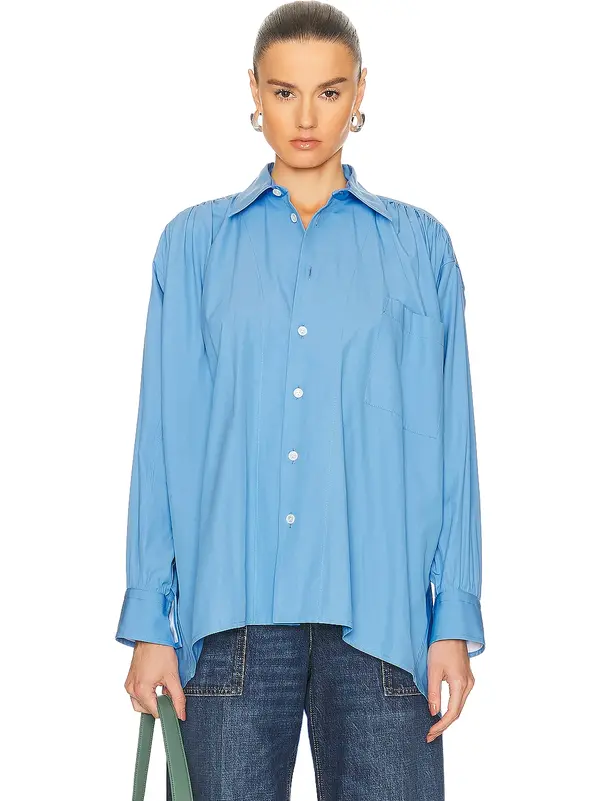 Bottega Veneta Compact Cotton Shirt - Admiral