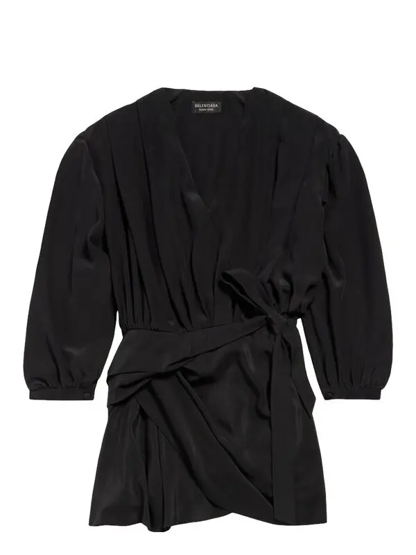 Balenciaga V-neck Mini Dress - Black