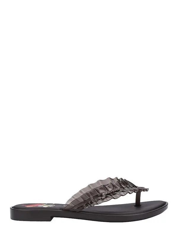 Melissa Slim Thong Sandals With Ruffle Detailing - Black