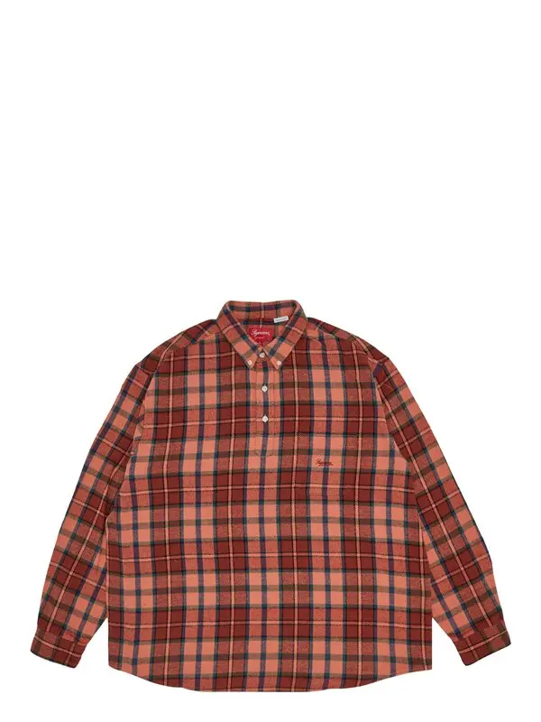 Supreme Plaid Flannel Pullover Shirt - Pink
