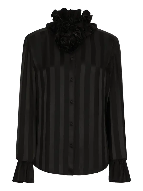 Dolce & Gabbana Silk Jacquard Shirt - Black