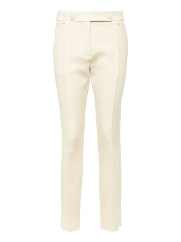 Valentino Garavani Crêpe Couture Mid-rise Straight Pants - White