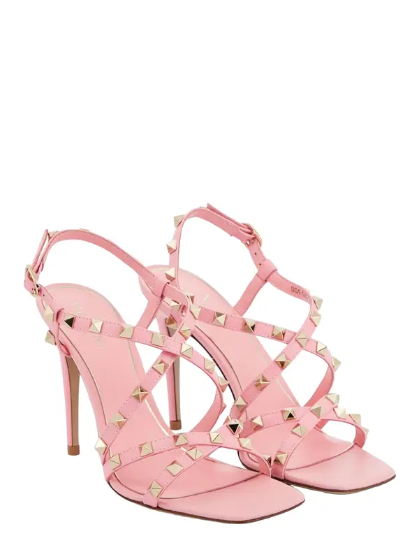 Valentino Garavani Rockstud 100 Leather Sandals - Pink