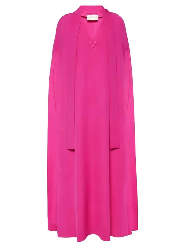 Valentino Garavani Vgold Caped Silk Maxi Dress - Pink