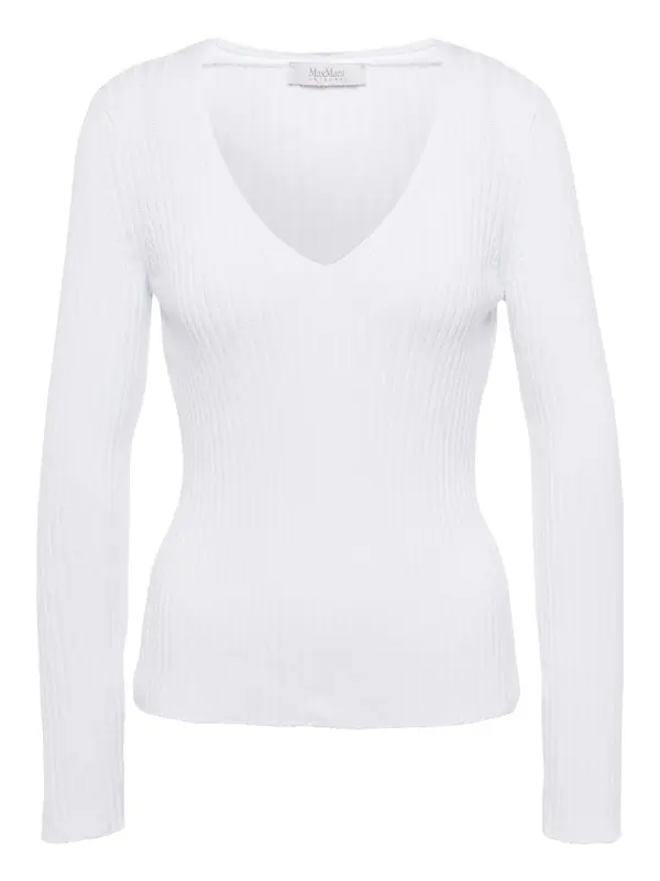 Max Mara Calcio Ribbed-knit Sweater - White