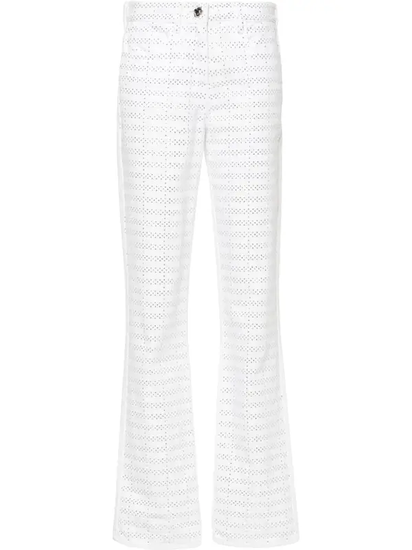 GENNY Rhinestone-embellished Straight-leg Jeans - White