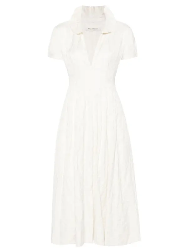 Philosophy Di Lorenzo Serafini V-neck Pleated Midi Dress - Neutrals