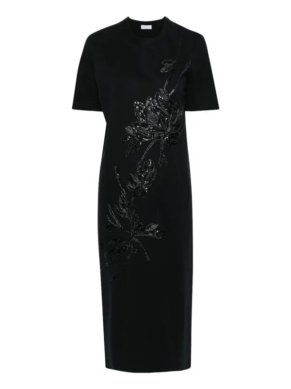 Brunello Cucinelli Sequin Embellished Midi Dress - Black