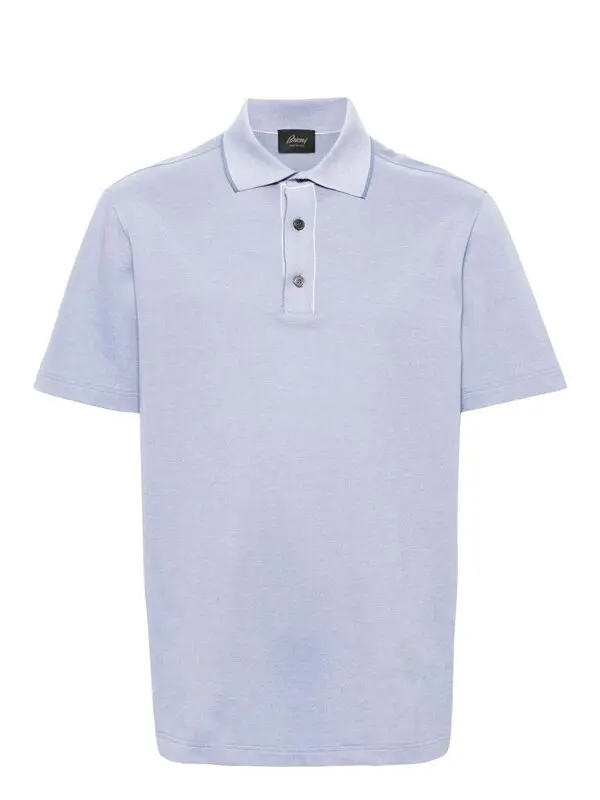 Brioni Piqué Cotton Polo Shirt - Blue