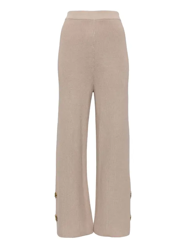 IZAAK AZANEI Straight-leg Knitted Trousers - Brown