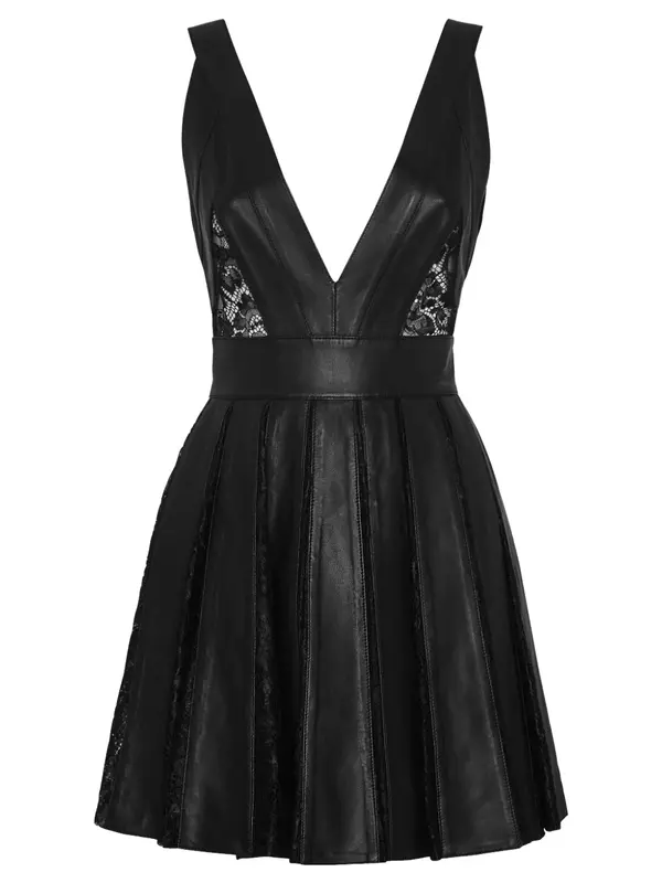 Philipp Plein Sheer-panel Leather Minidress - Black