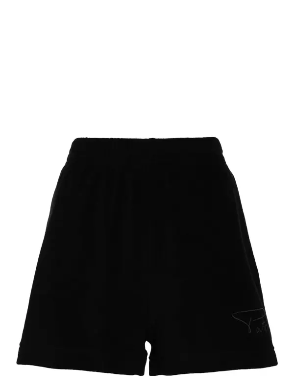 Patou Logo-embroidered Terry Shorts - Black