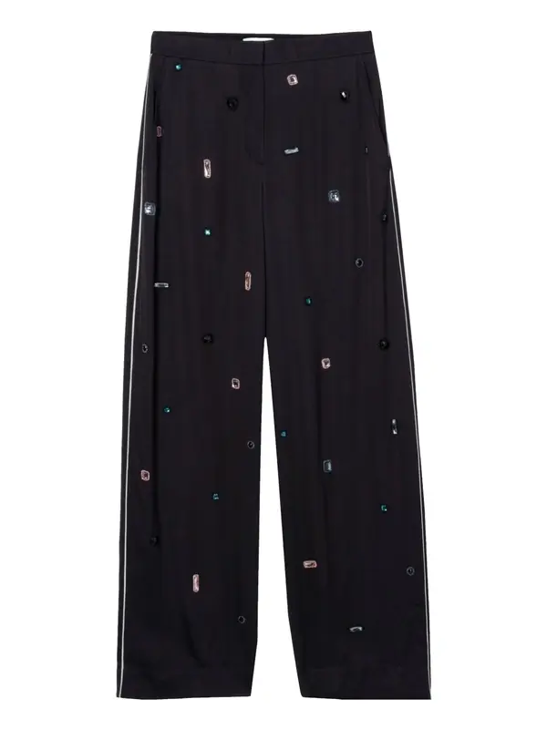 3.1 Phillip Lim Gem-embellished Chiffon Trousers - Blue