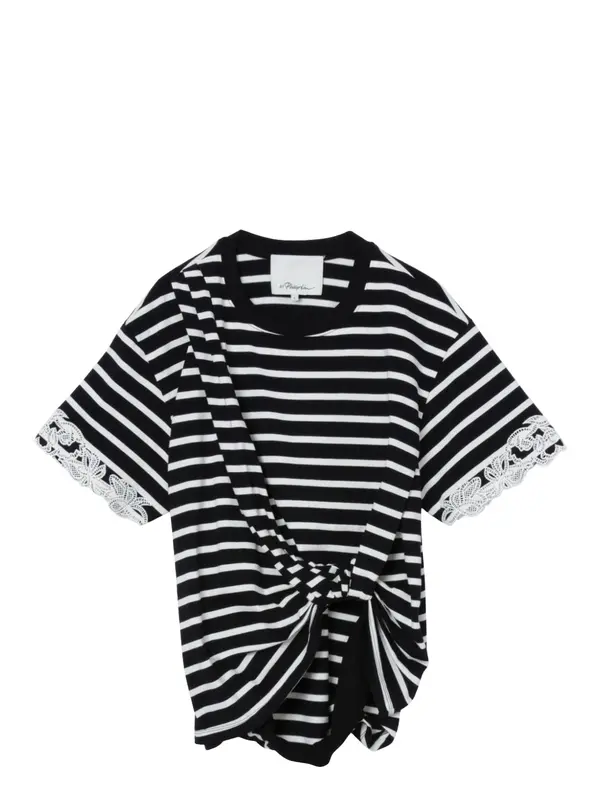 3.1 Phillip Lim Striped Cotton T-shirt - Black
