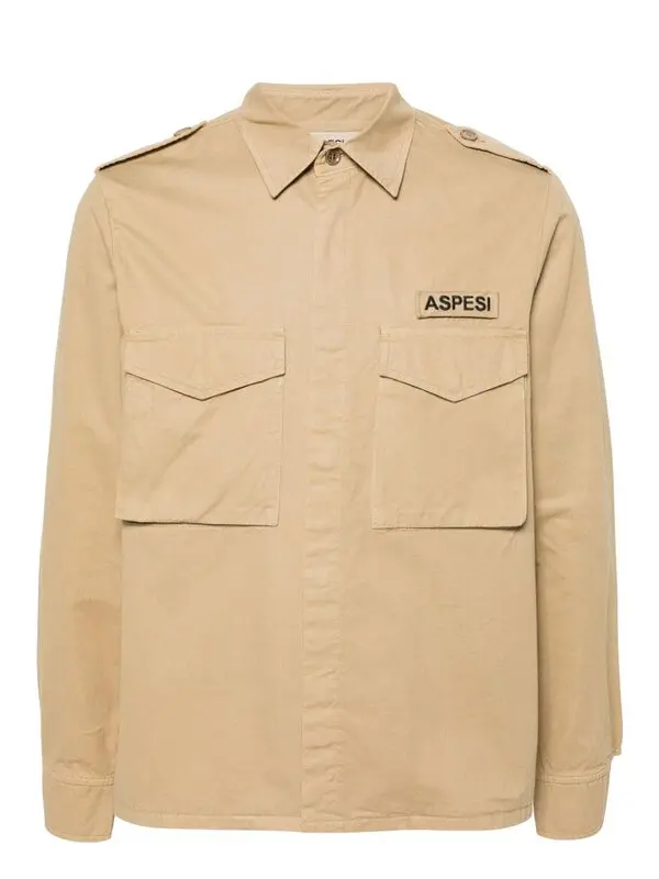 Aspesi Logo-patch Shirt - Neutrals
