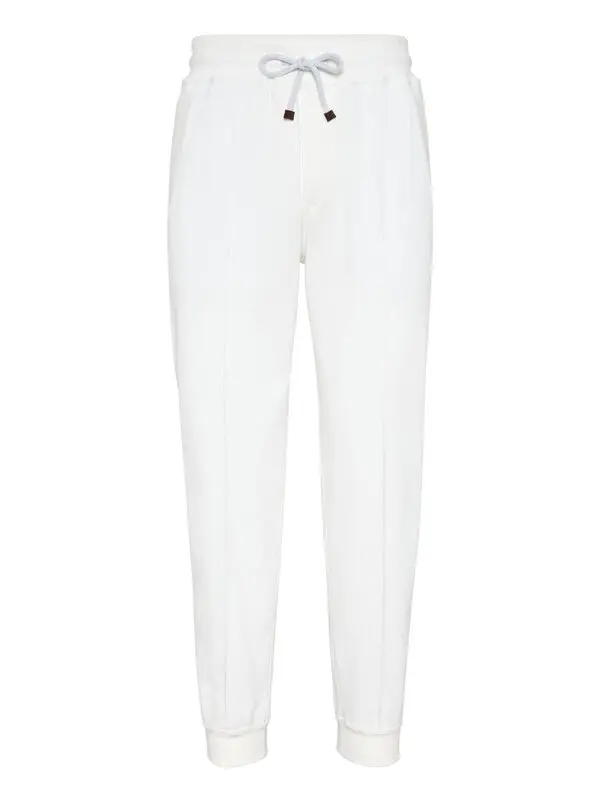 Brunello Cucinelli Tapered Cotton Track Pants - White