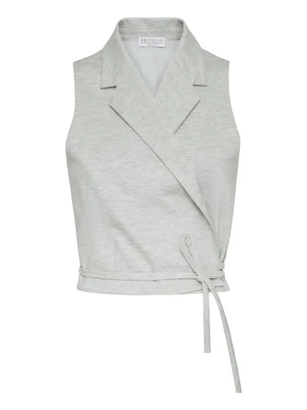 Brunello Cucinelli Sleeveless Wrap Blouse - Grey