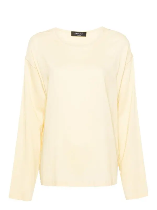 Fabiana Filippi Beaded-trim Crepe T-shirt - Yellow