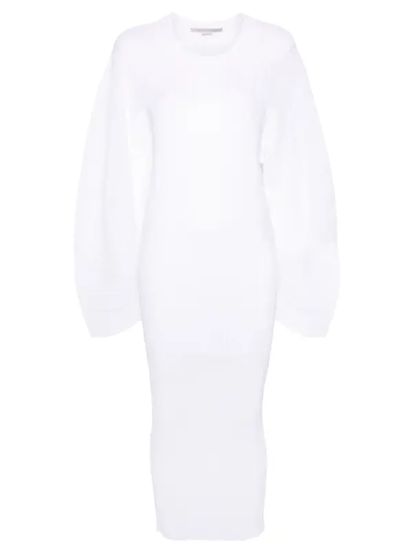 Stella McCartney Plissé Fine-knit Midi Dress - White