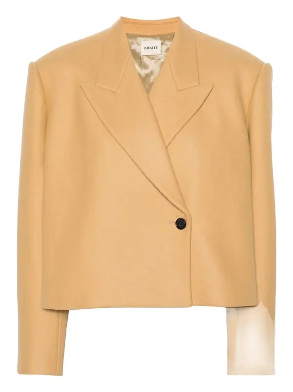 Khaite Melton Twill Double-breasted Jacket - Neutrals