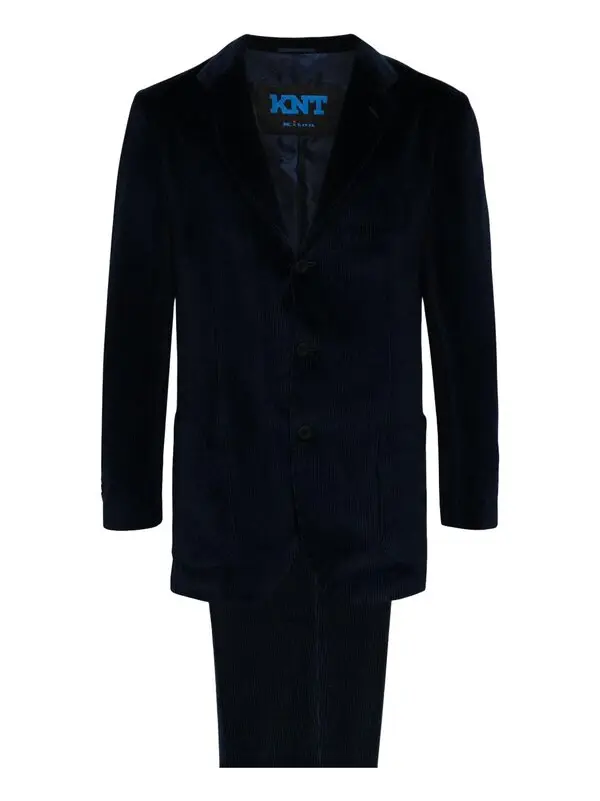 Kiton Single-breasted Corduroy Suit - Blue