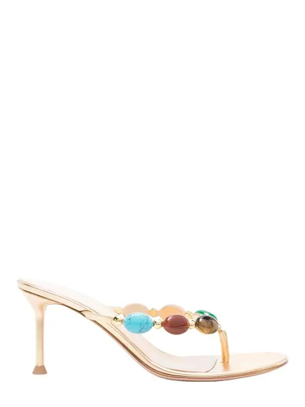 GIANVITO ROSSI Shanti Thong Heeled Sandals - Gold