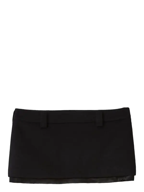Miu Miu Velour Miniskirt With Satin Trim - Black